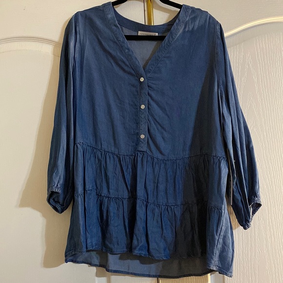 Tops | Retrology Jean Blouse | Poshmark